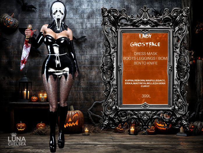 Second Life Marketplace - ⭐ Costume,Lady GhostFace,Ghost Face, Scream,Halloween Costume Set,All ...